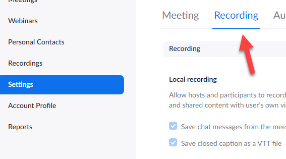 zoom settings recording tab – Instructional Design That Works
